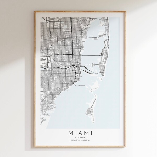 Miami Map Print - Etsy