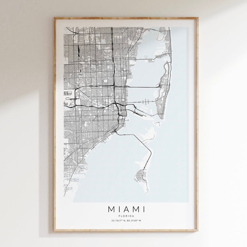 Miami Map Print - Etsy