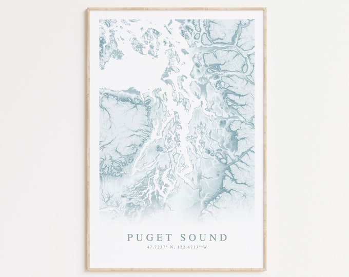 Old Puget Sound Map (1885) Washington State Pacific Ocean Inlet Poster ...