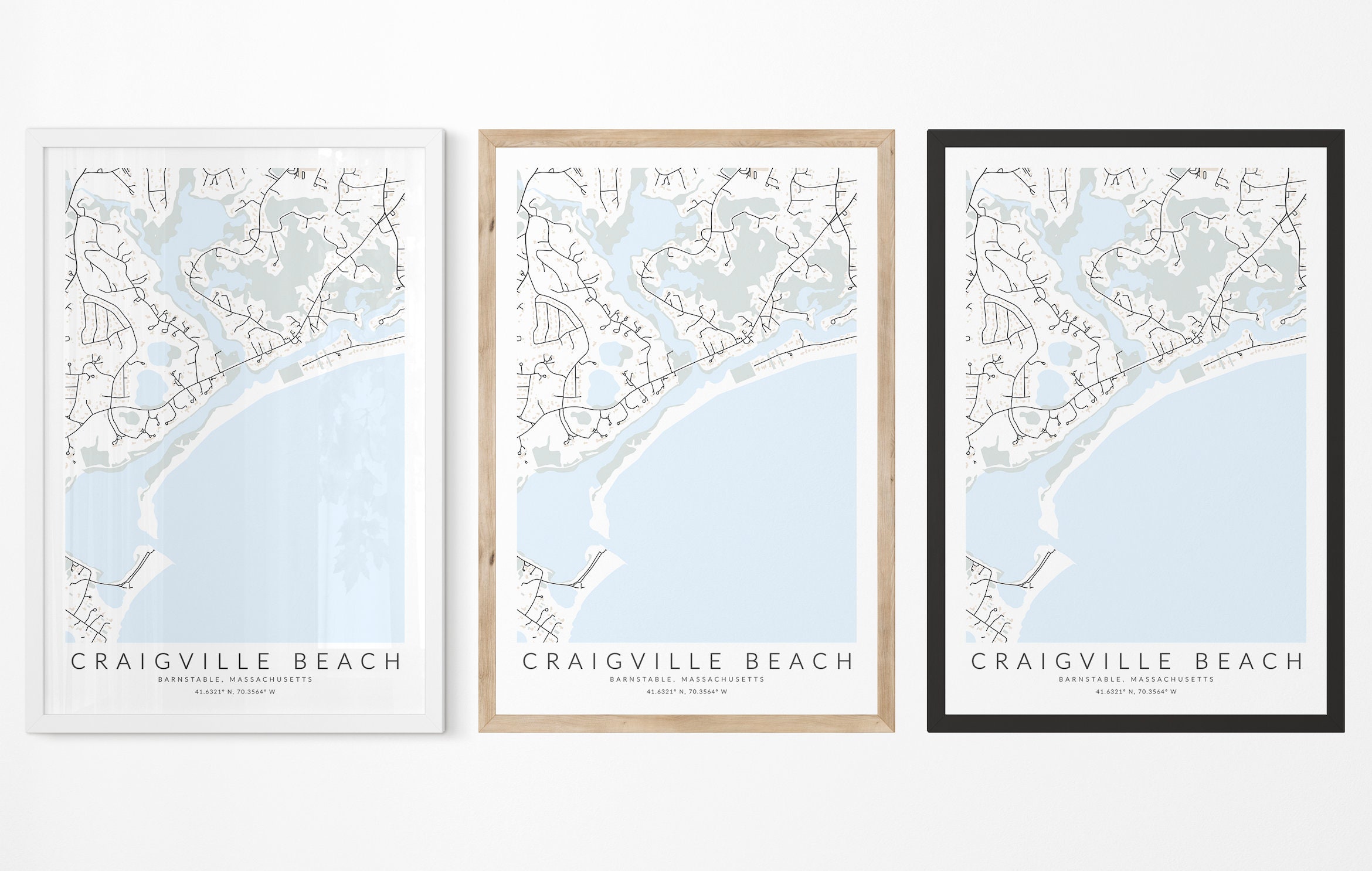 Craigville Beach Map Print, Cape Cod Map Print, Barnstable ...