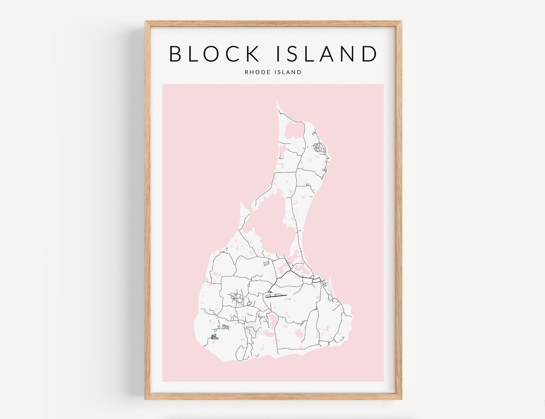 Block Island Map Print, Block Island Poster, Block Island Decor, Block ...