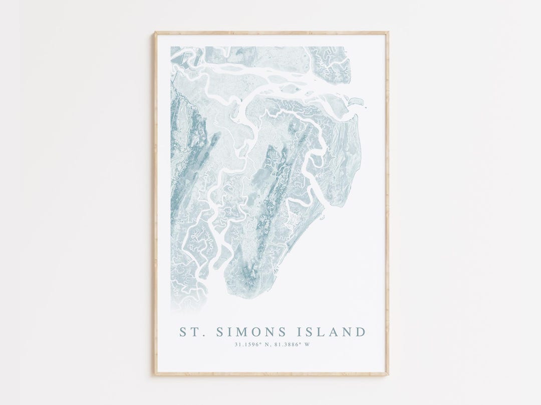 St. Simons Island Map Print, Georgia Beach Home Gift, St. Simons Island ...