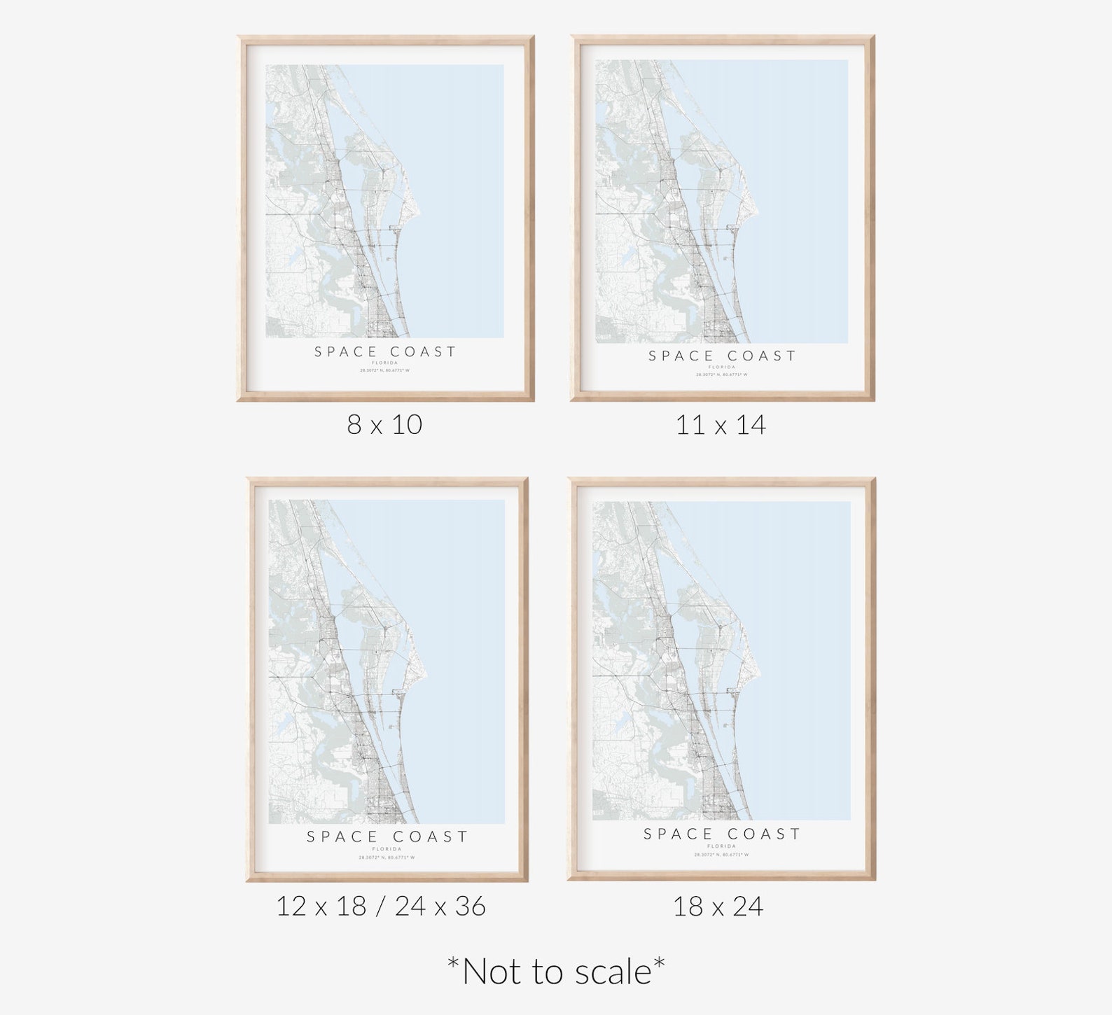 Space Coast Florida Map Print, Map of Space Coast, Cape Canaveral ...