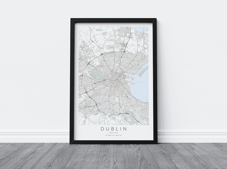 Dublin Ireland Print, Dublin Ireland Poster, Dublin Street Map, Ireland ...