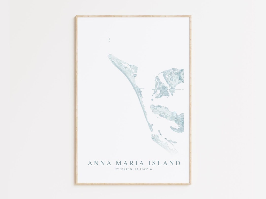 Anna Maria Island Map Print, Map of Anna Maria Florida, Florida Beach ...