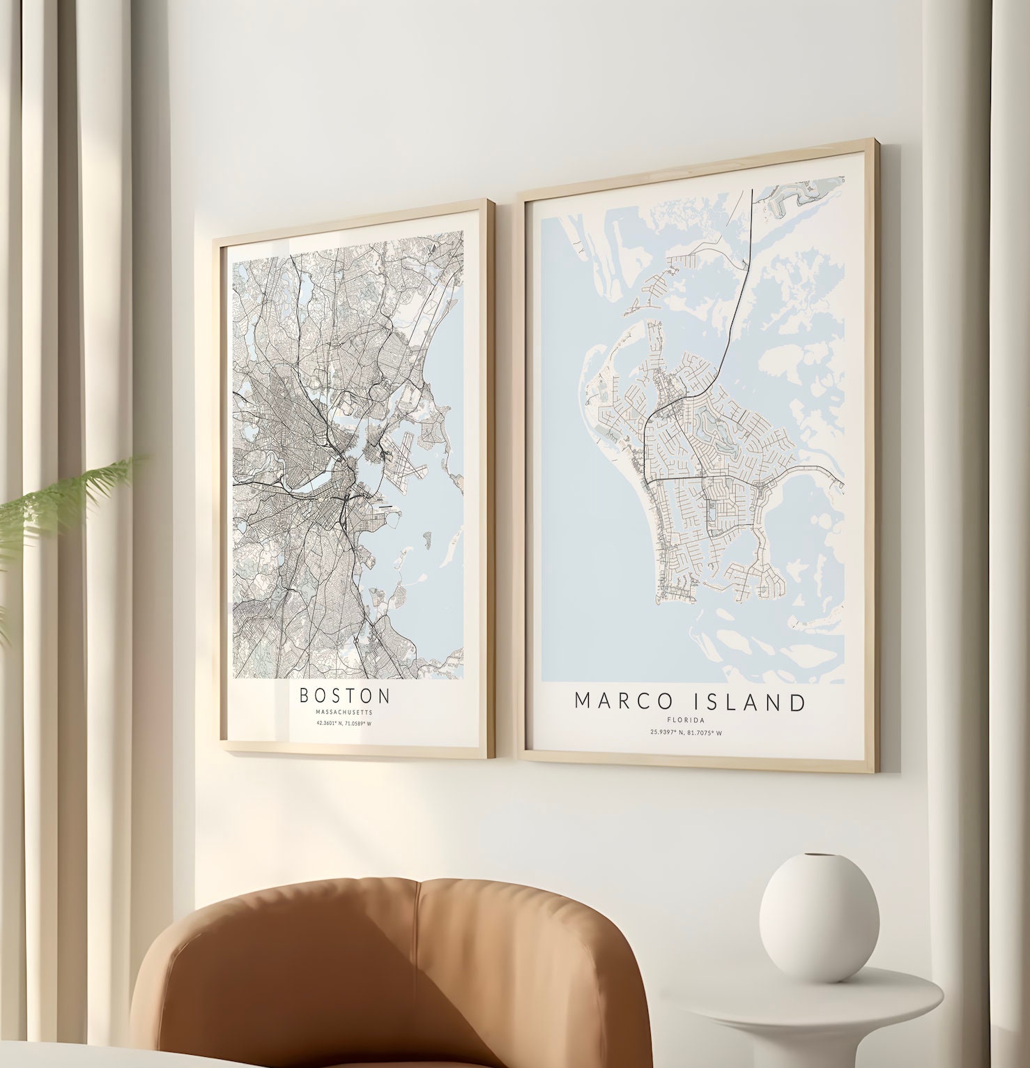 Set of 2 Custom Map, Set of 2 Customizable Map Art, Map Art, City Maps ...