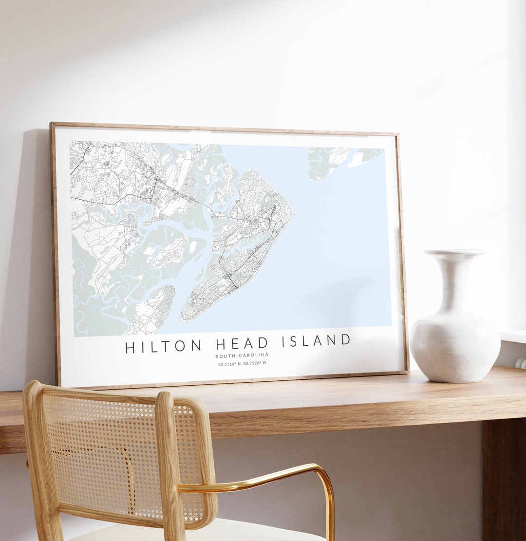 Hilton Head Island Map Print, Hilton Head Poster, Hilton Head Art ...