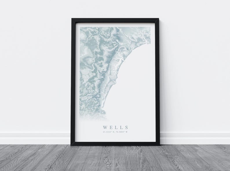 Wells Maine Map Print, Map of Wells Maine, Maine Beach Home Gift, Maine ...