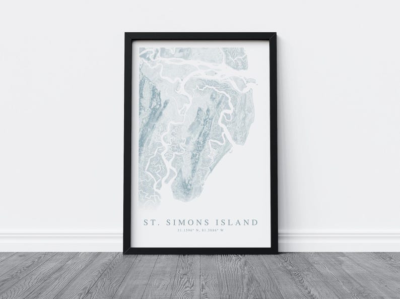 St. Simons Island Map Print, Georgia Beach Home Gift, St. Simons Island ...