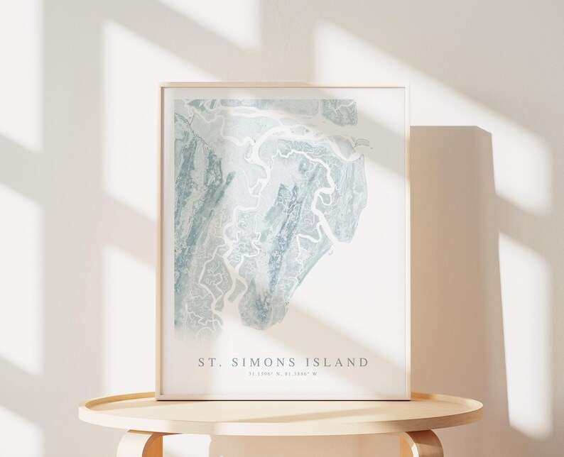 St. Simons Island Map Print, Georgia Beach Home Gift, St. Simons Island ...