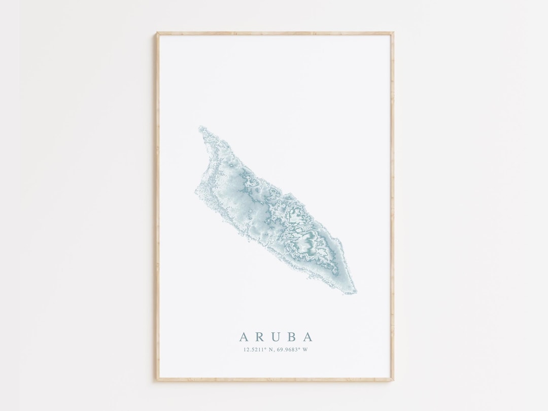 Aruba Map Print, Map of Aruba, Caribbean Beach Home Gift, Aruba Wall ...