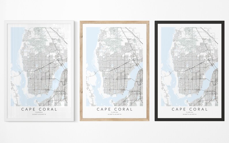 Cape Coral Map Print, Map of Cape Coral, Cape Coral Florida Poster ...