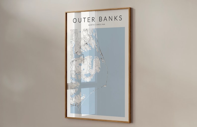Outer Banks Map Print, North Carolina Map Print, Outer Banks North ...