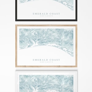 Emerald Coast Map Print, Emerald Coast Gift Map, Pensacola Poster ...