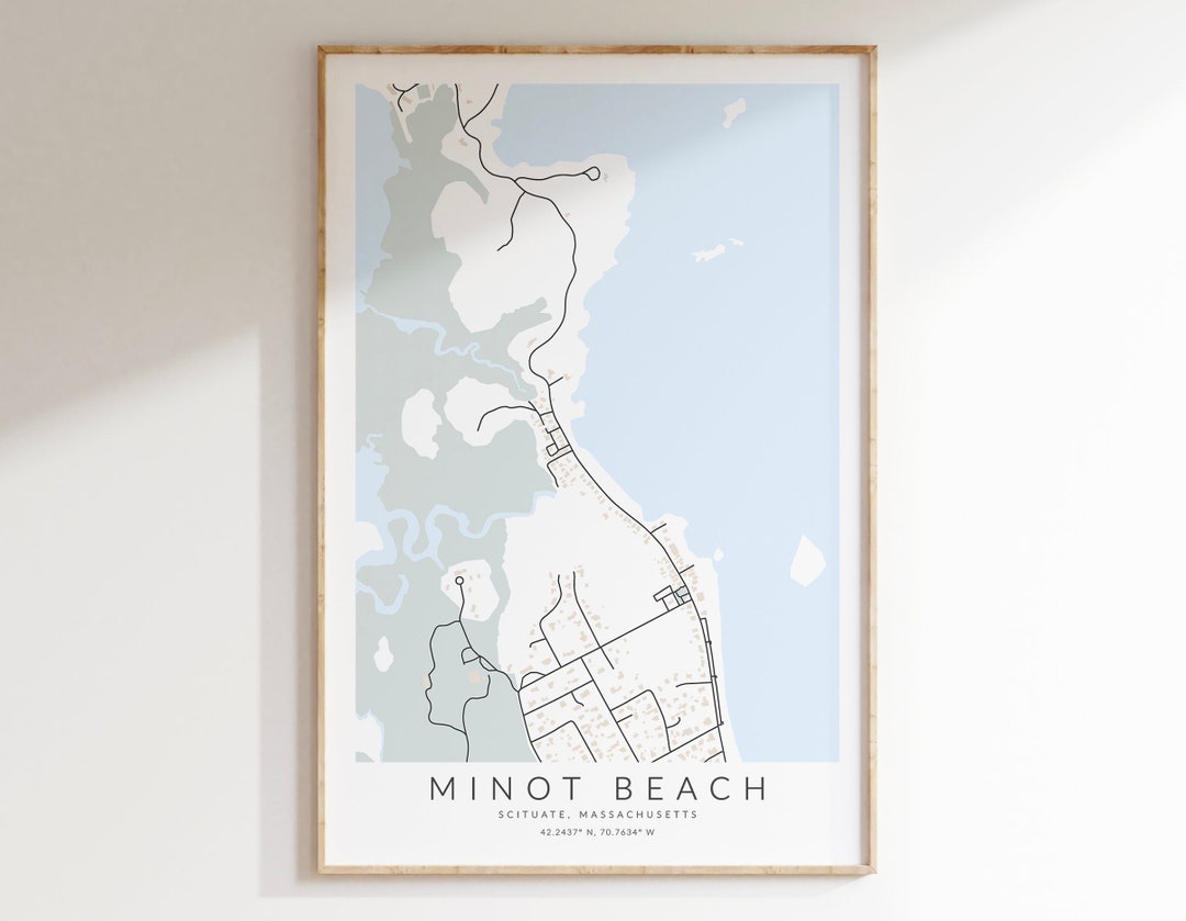 Minot Beach Map Print, Scituate Massachusetts Poster, Map of Minot ...
