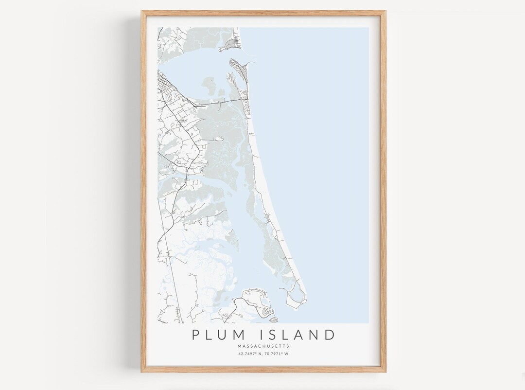 Plum Island Map Print, Newburyport Map Print, Massachusetts Decor, Plum ...