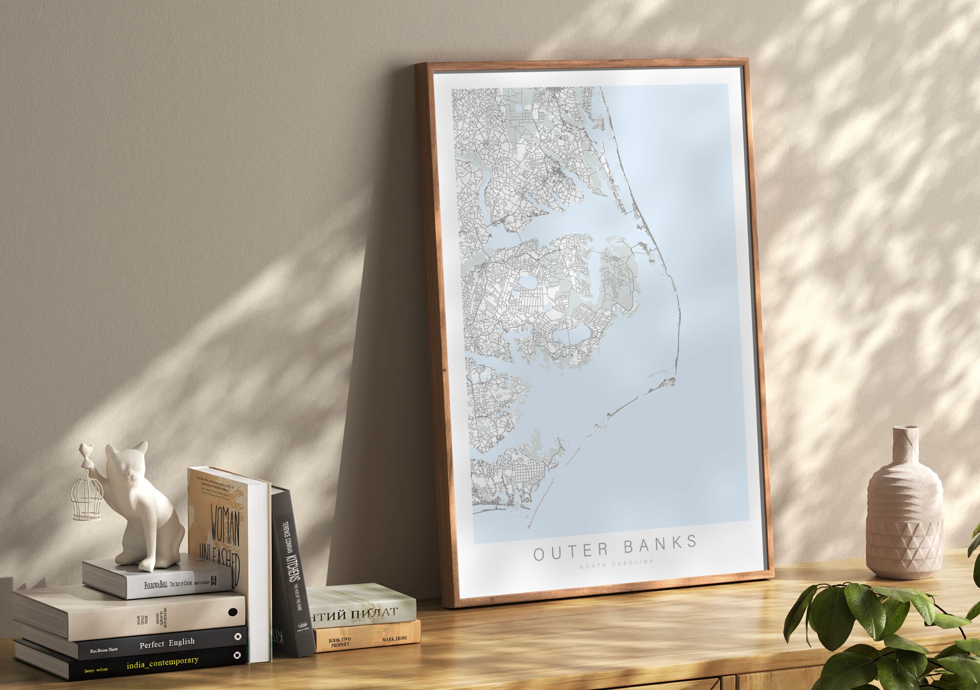 Outer Banks Map Print, North Carolina Map Print, Outer Banks North ...