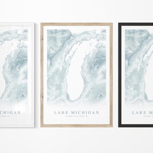 Lake Michigan Map Print, Map of Lake Michigan, Great Lakes Map, Lake ...