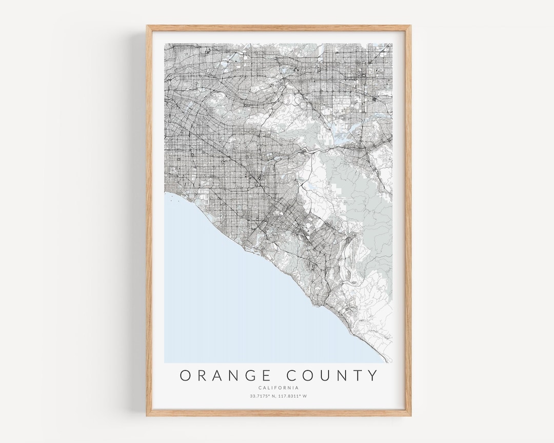 Orange County Map Print, Orange County Poster, Map of Orange County ...