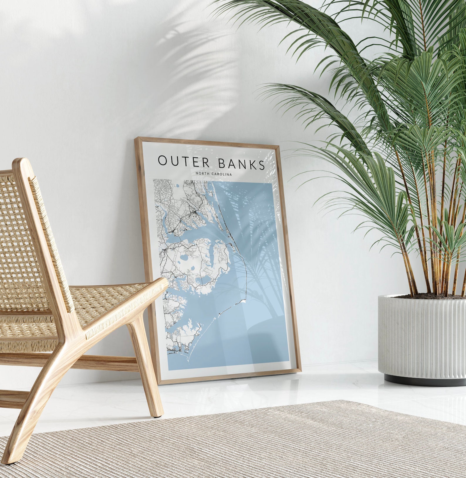 Outer Banks Map Print, North Carolina Map Print, Outer Banks North ...