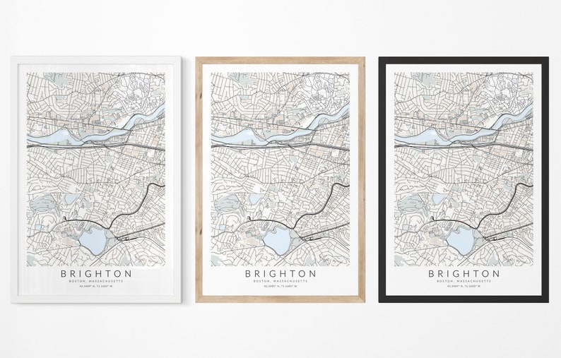 Brighton Massachusetts Map Print, Map of Brighton, Boston Neighborhoods ...