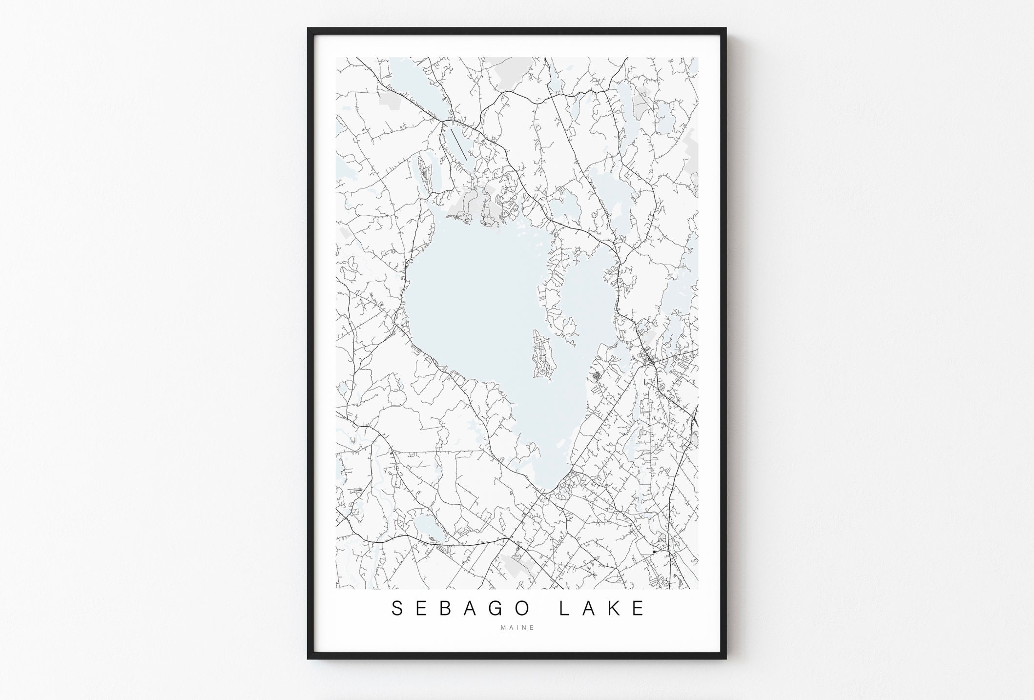 Sebago Lake Map Print, Sebago Lake Maine Poster, Lake House Decor ...