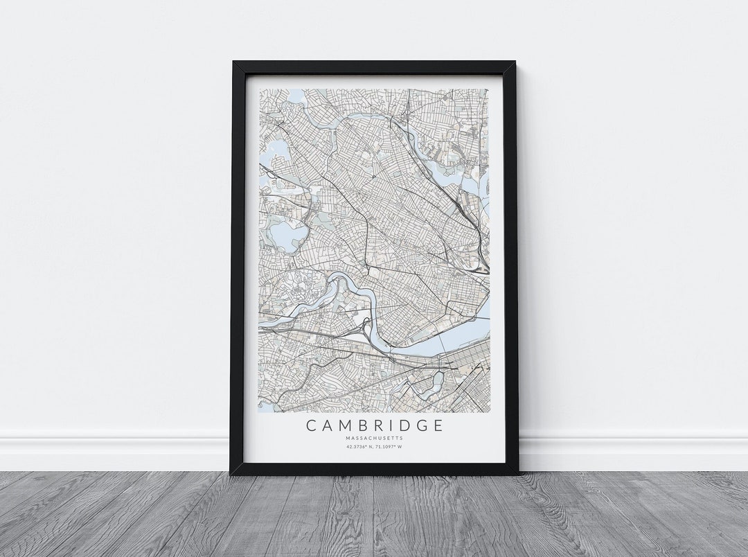 Cambridge Map Print, Cambridge Poster, Boston Map Print, Boston Poster ...
