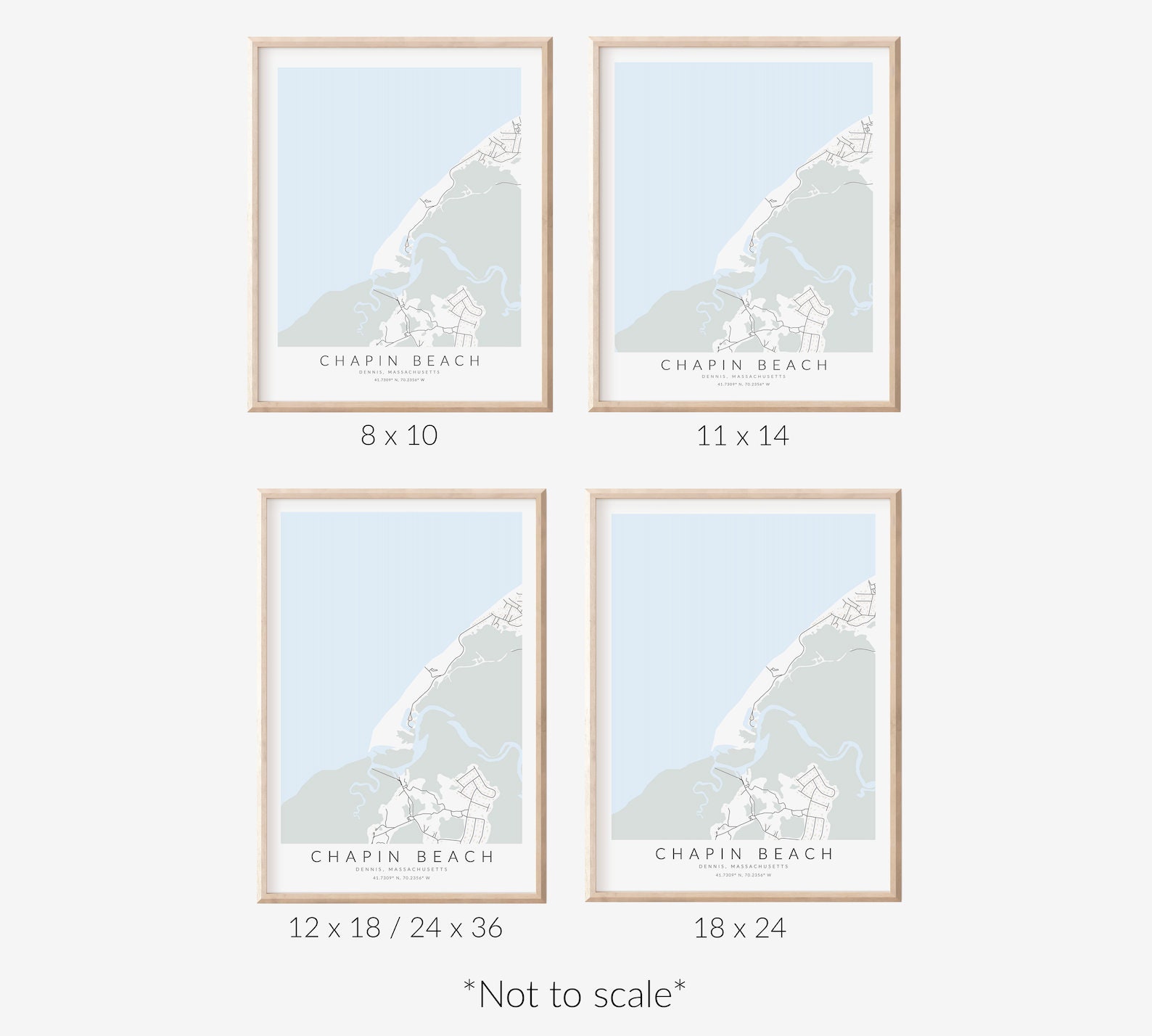 Chapin Beach Map Print, Cape Cod Map Print, Dennis Massachusetts Poster ...