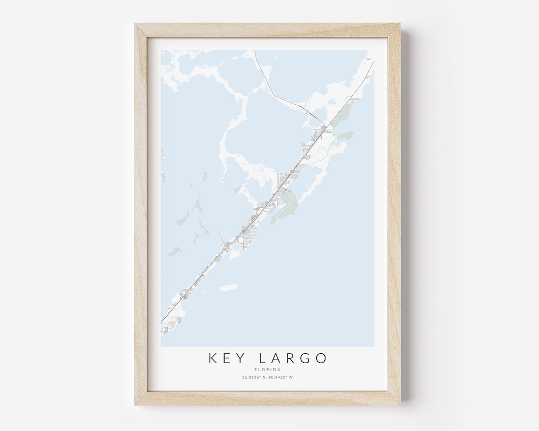 Key Largo Map Print, Map of Key Largo, Key Largo Florida Poster ...