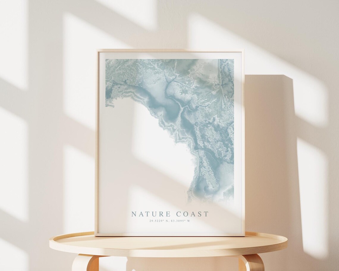 Nature Coast Map Print, Map of Nature Coast Florida, Florida Beach Home ...