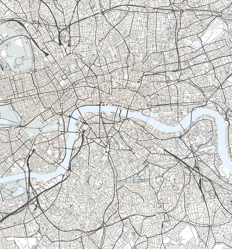 London Map Print, Map of London Poster, London England Street Map ...