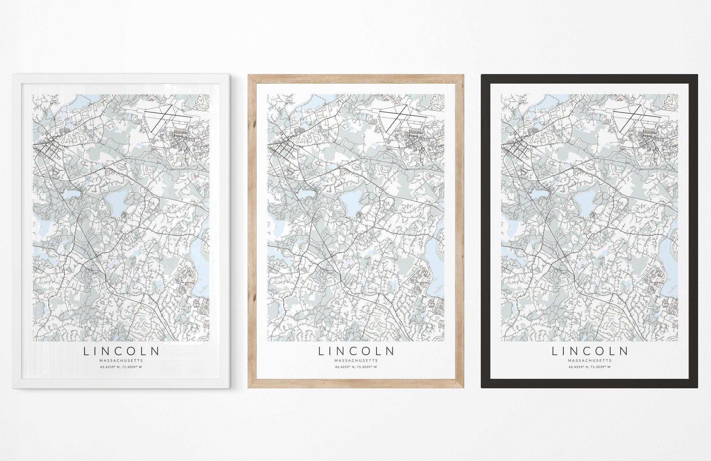 Lincoln Massachusetts Map Print, Map of Lincoln MA, Lincoln Poster ...