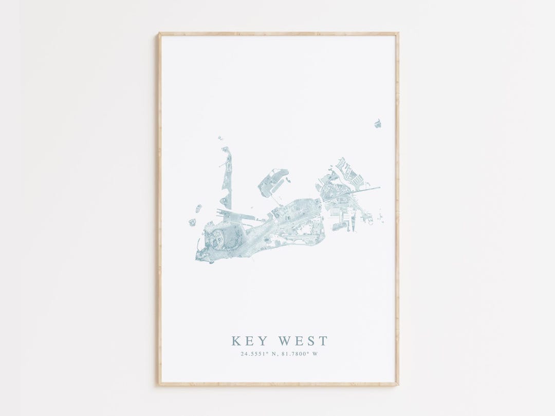 Key West Map Print, Key West Gift, Florida Keys Map, Florida Beach ...