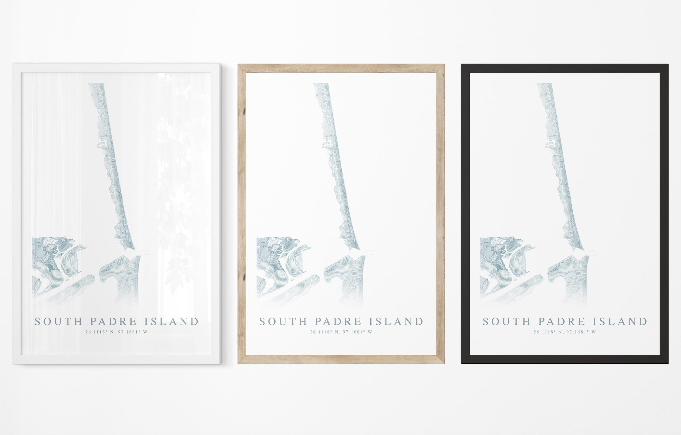 South Padre Island Texas Map Print, South Padre Island Poster, Texas ...