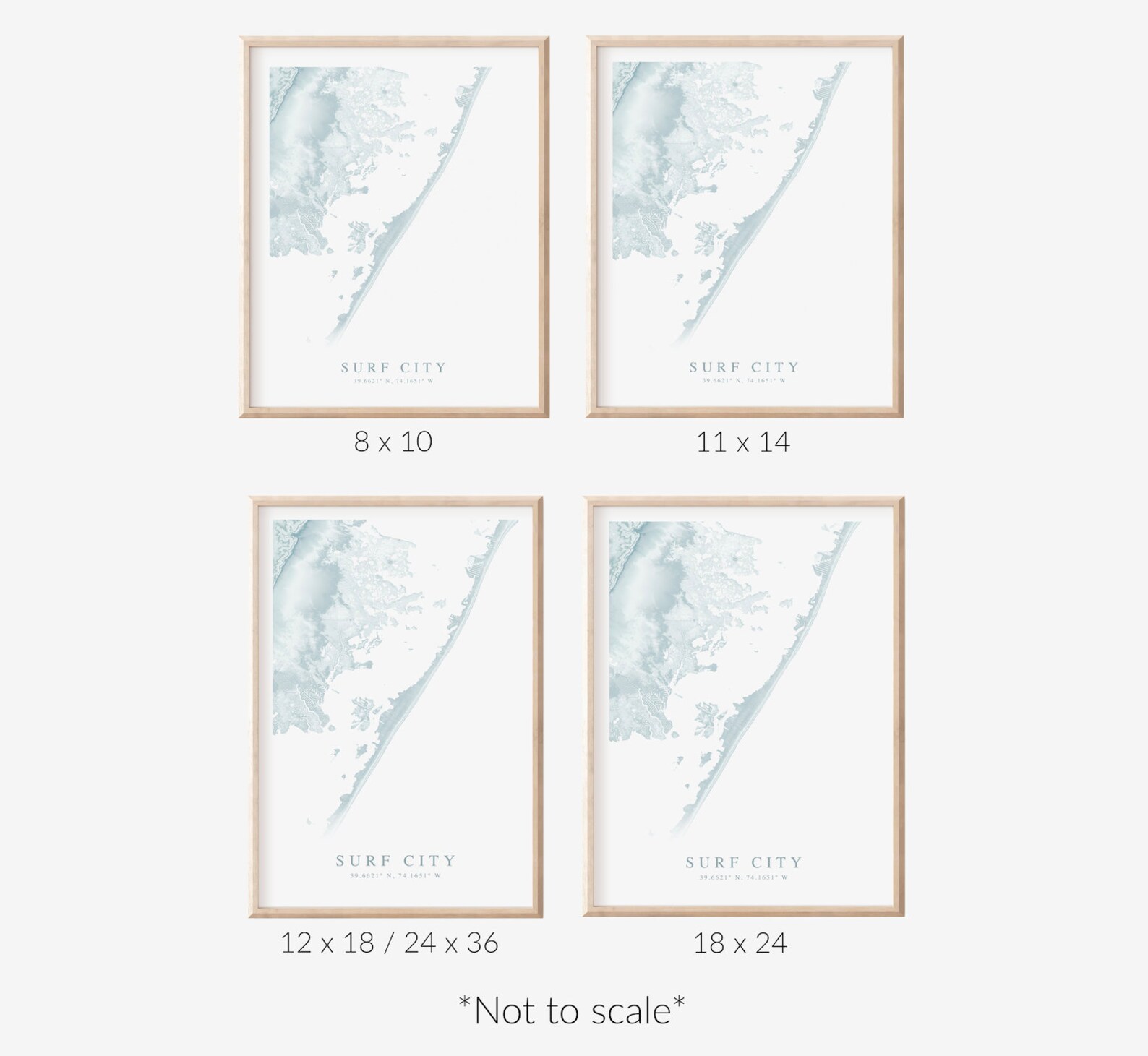 Surf City New Jersey Map Print, Surf City Poster, Long Beach Gift, New ...
