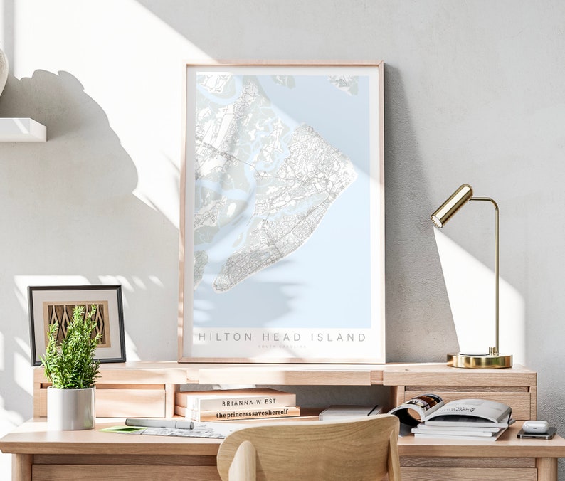 Hilton Head Island Map Print, Hilton Head Map, South Carolina Poster ...