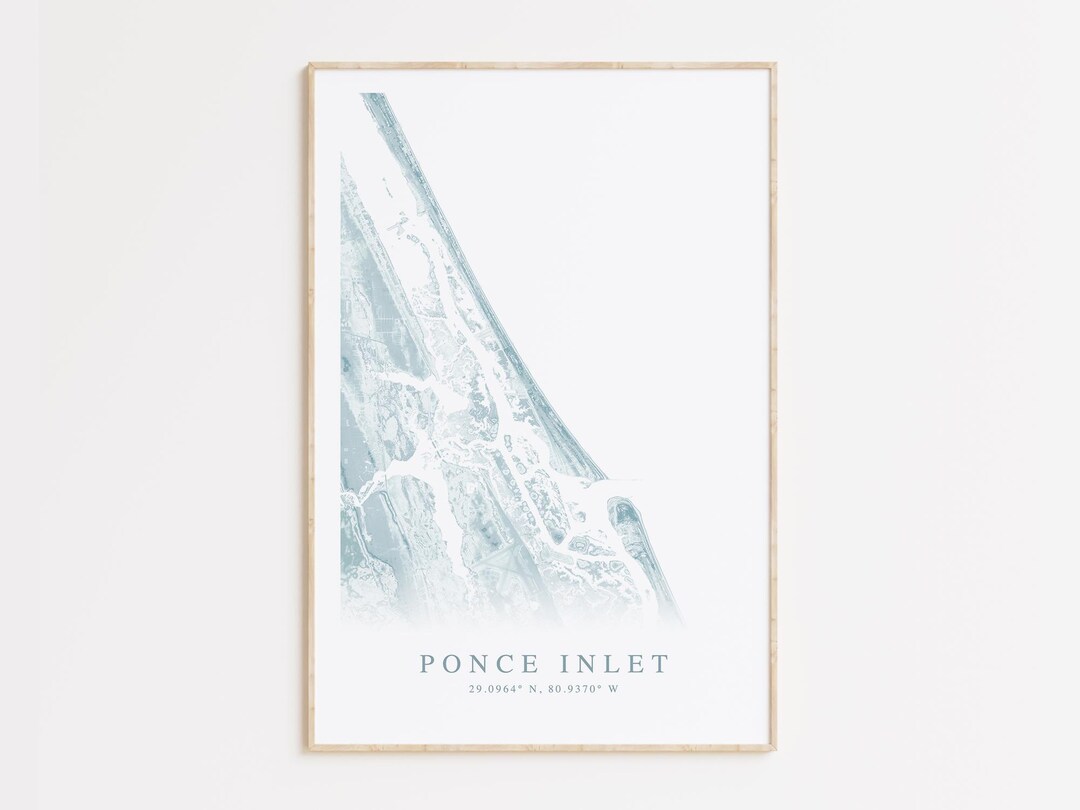 Ponce Inlet Florida Map Print, Map of Ponce Inlet, Florida Beach Home ...