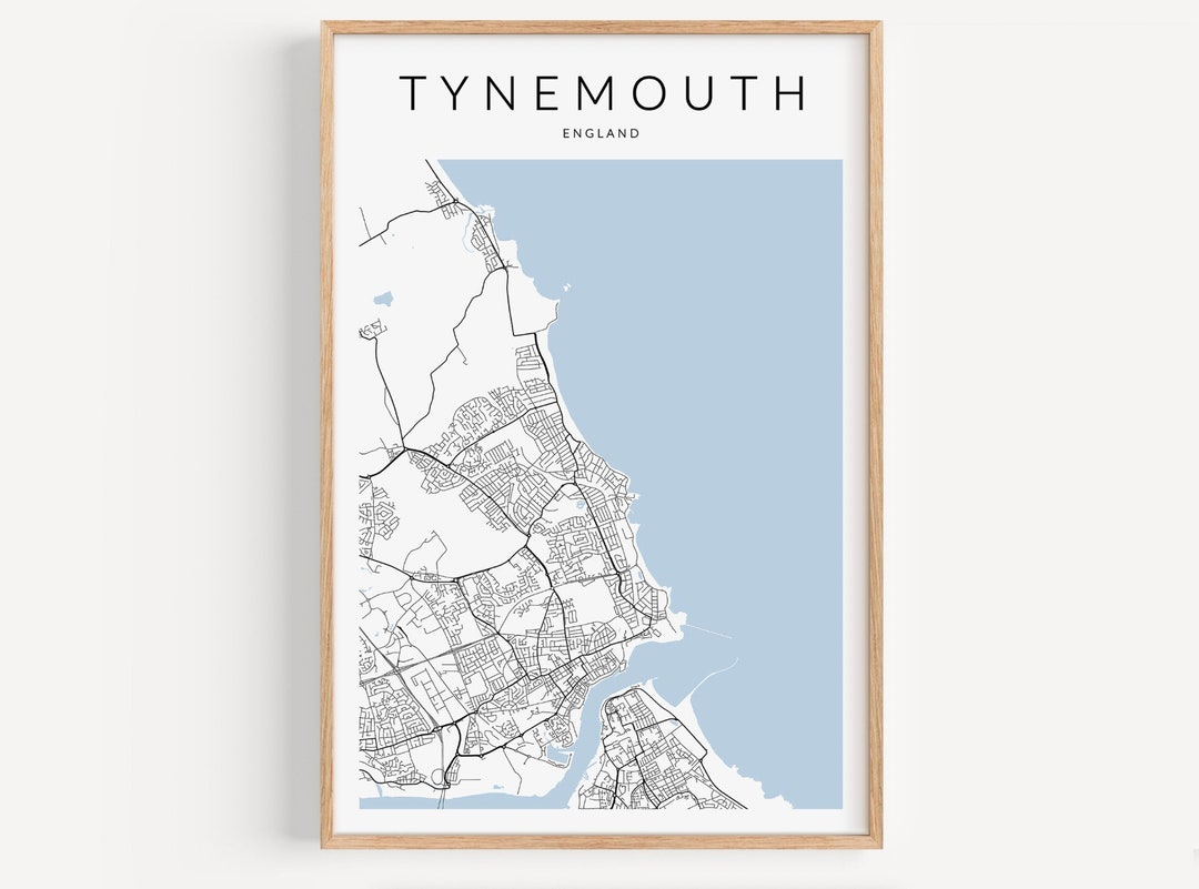 Tynemouth Map Print, England Map Print, Tynemouth England Poster ...