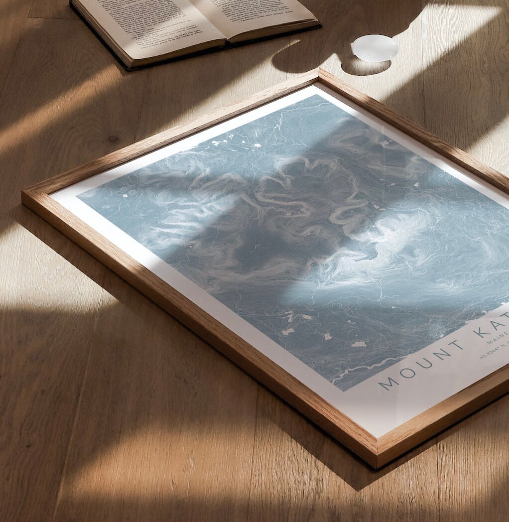 Mount Katahdin Map Print, Mt. Katahdin Maine Hiking, Hiking Map Print ...