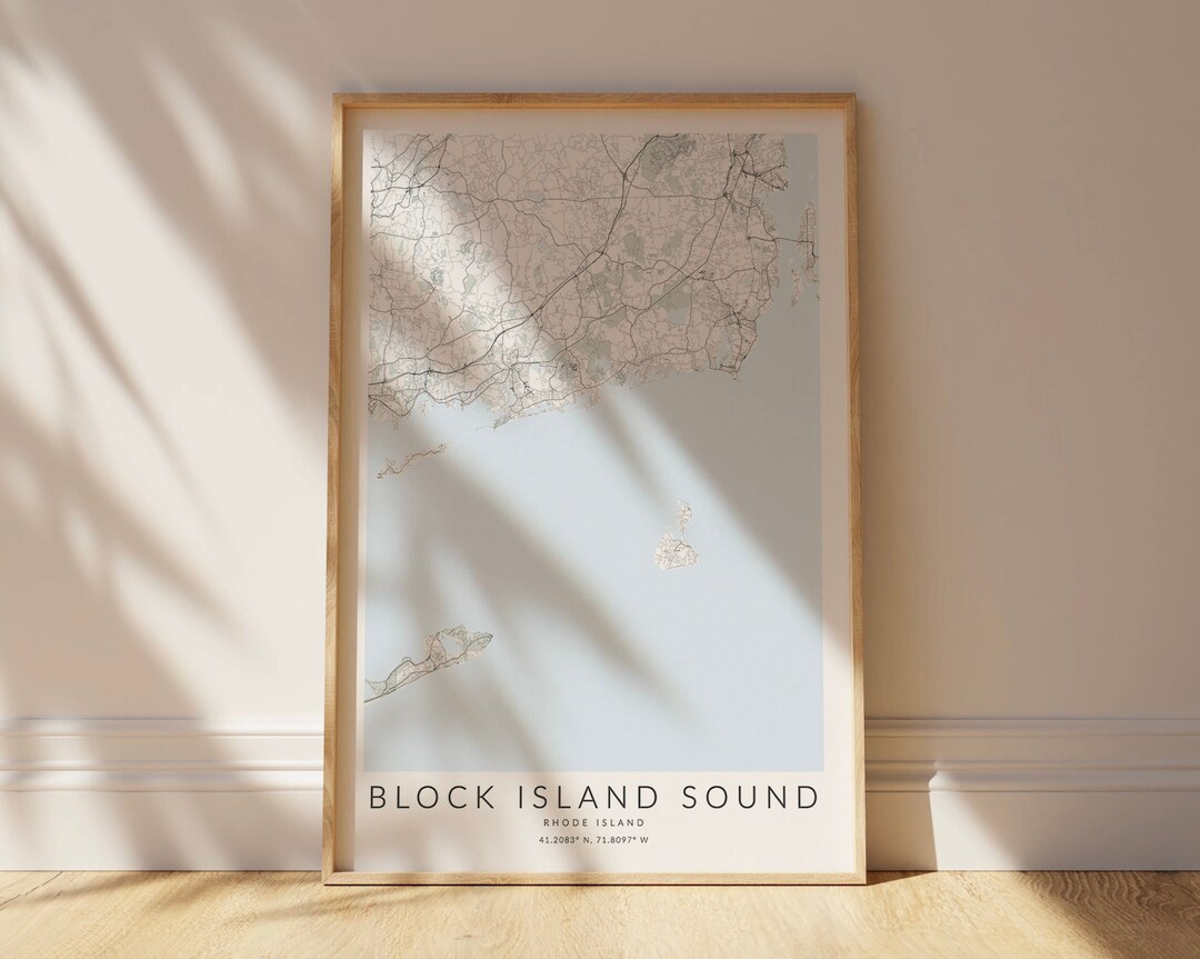 Block Island Sound Map Print, Rhode Island Poster, Block Island Map ...