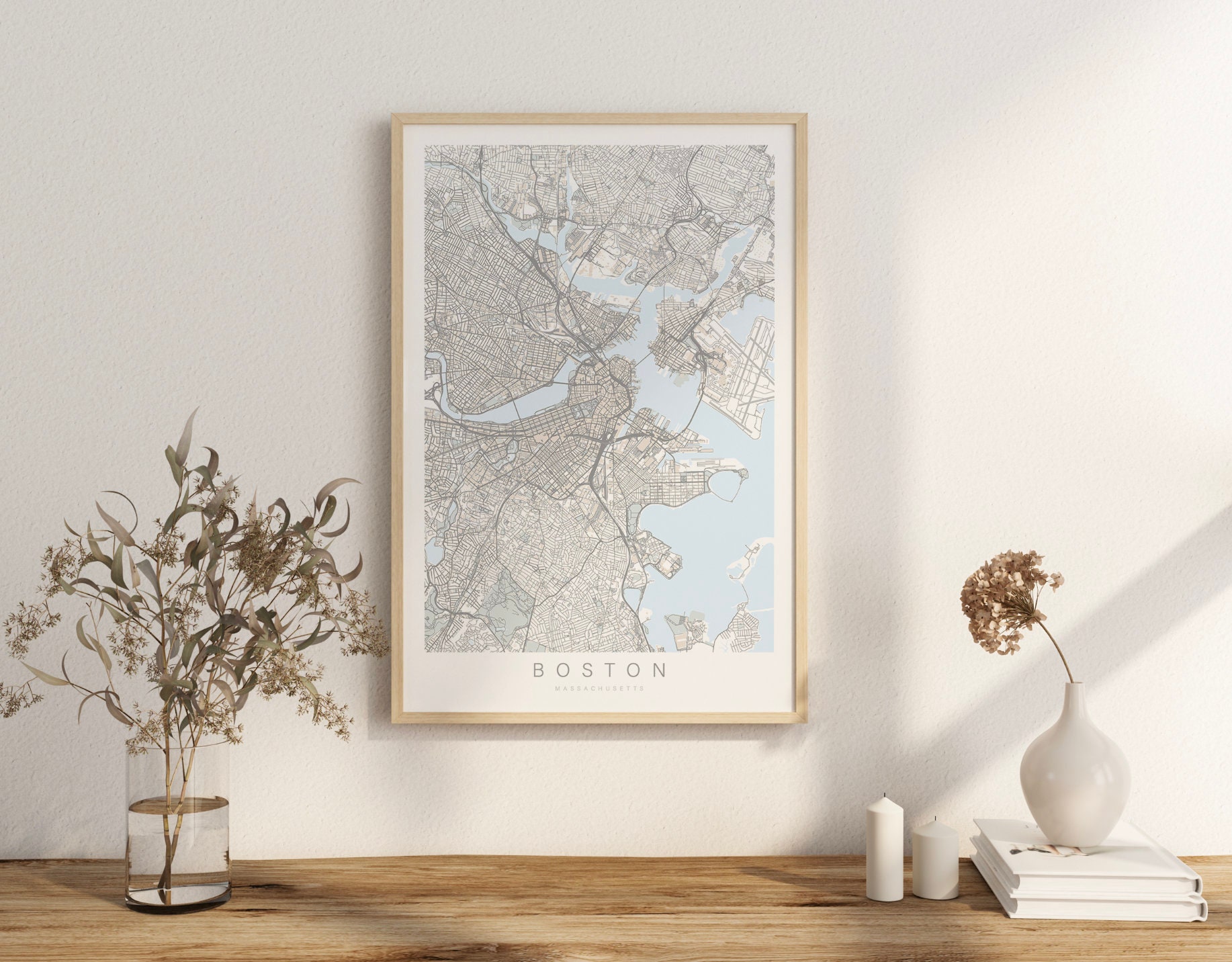 Boston Map Print, Boston City Street Map, Boston Wall Decor, Boston ...