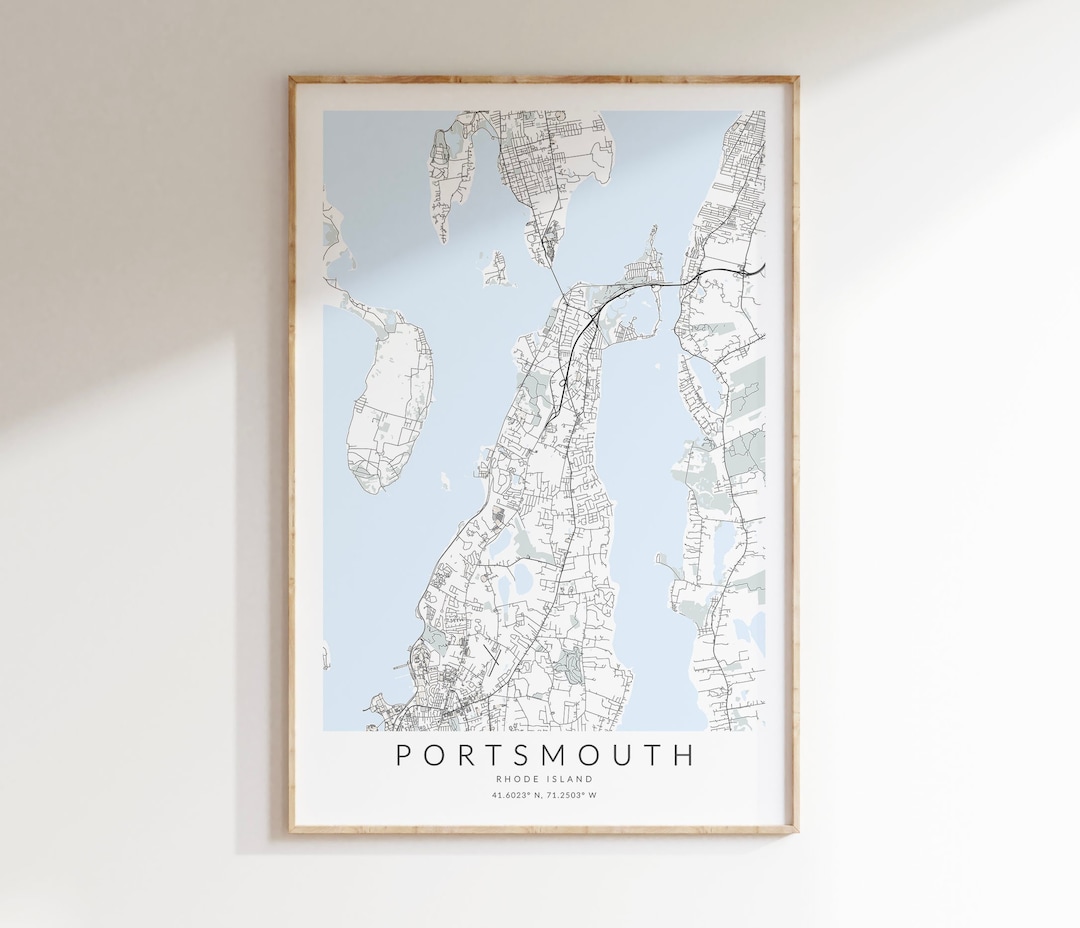 Portsmouth Rhode Island Map Print, Portsmouth RI Poster, Portsmouth ...