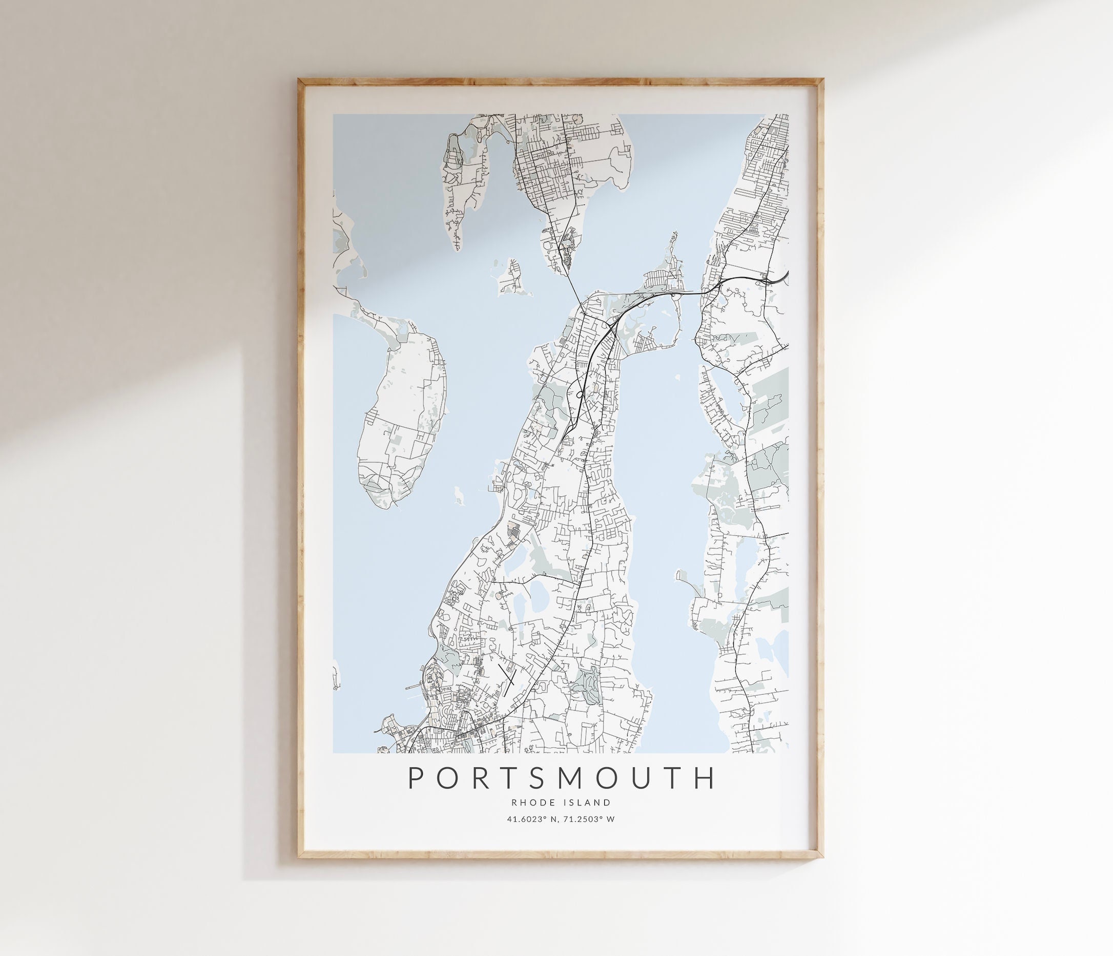 Portsmouth Rhode Island Map Print, Portsmouth RI Poster, Portsmouth ...