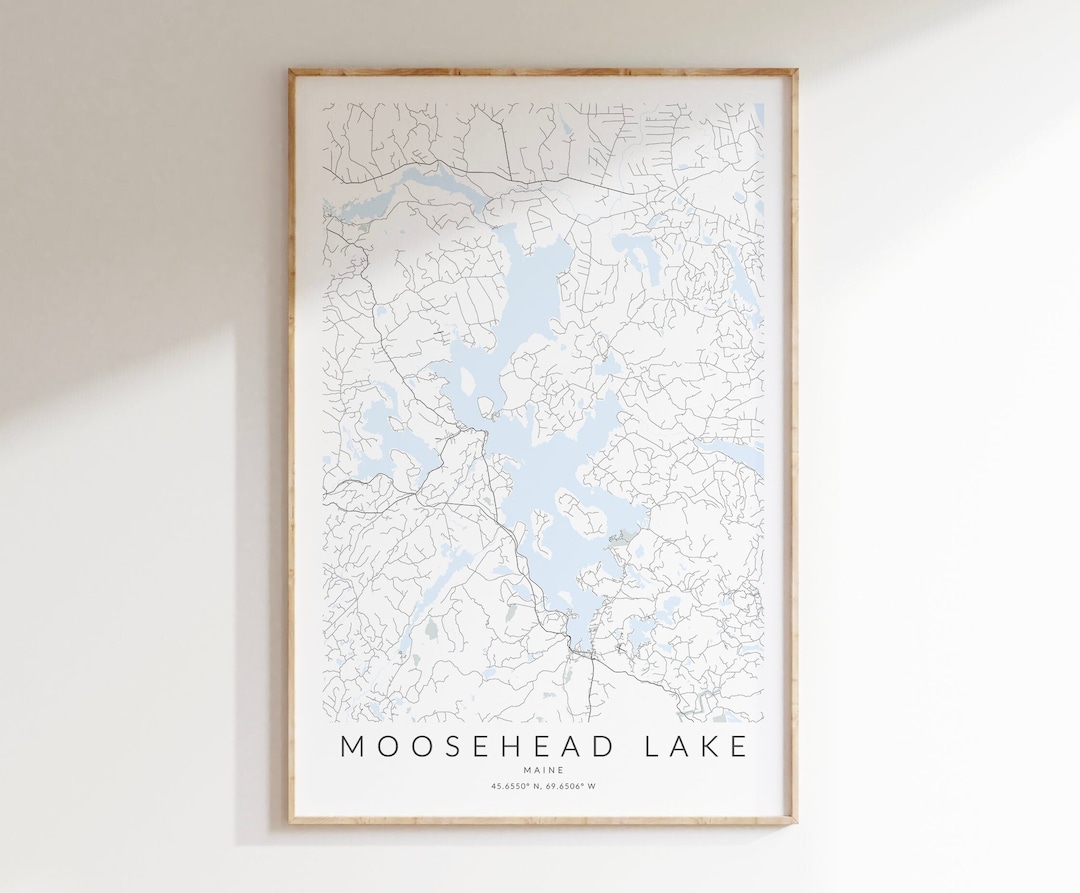 Moosehead Lake Maine Map Print, Map of Moosehead Lake, Moosehead Lake ...