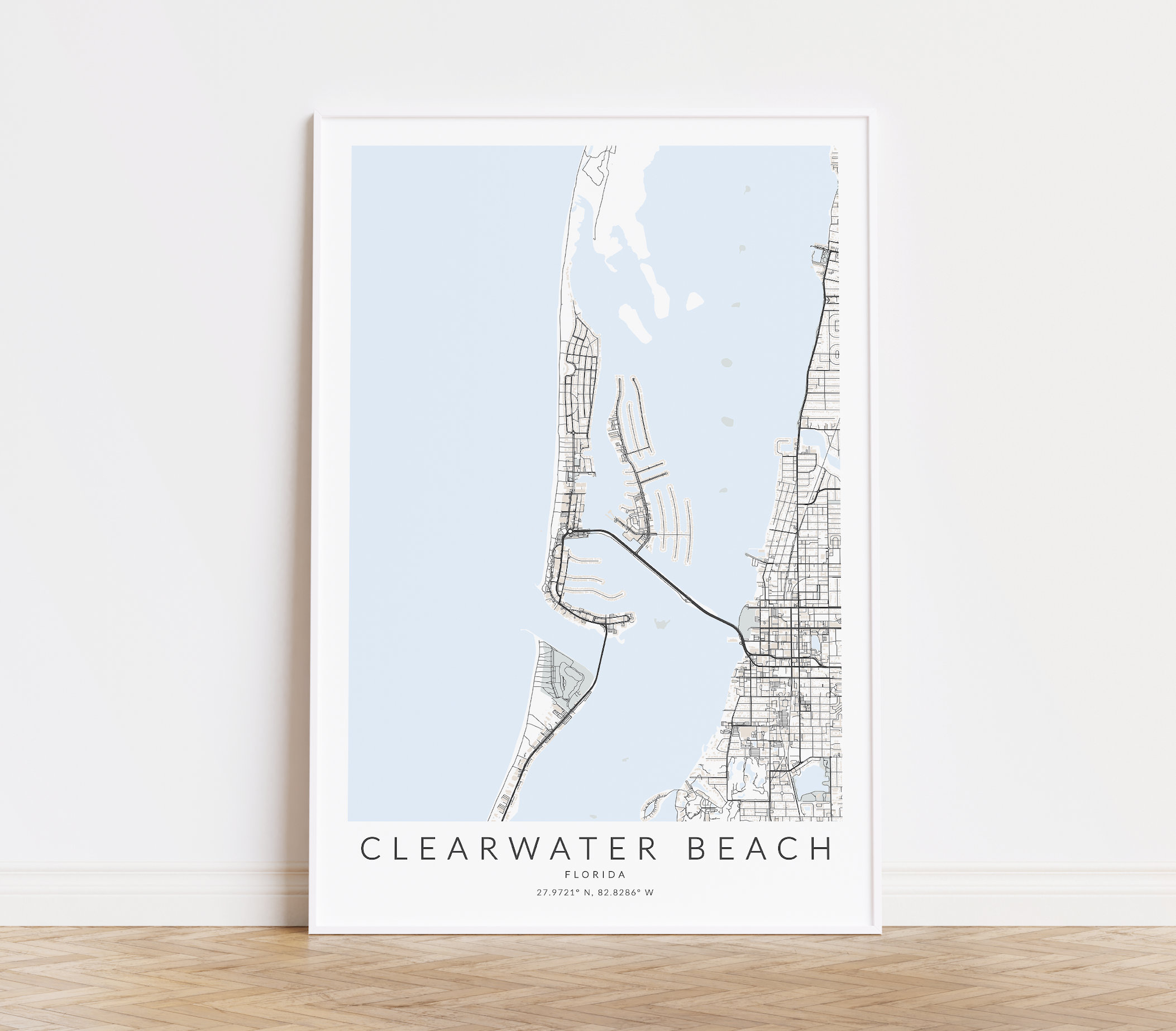 Clearwater Beach Map Print, Clearwater Beach Poster, Florida Art ...