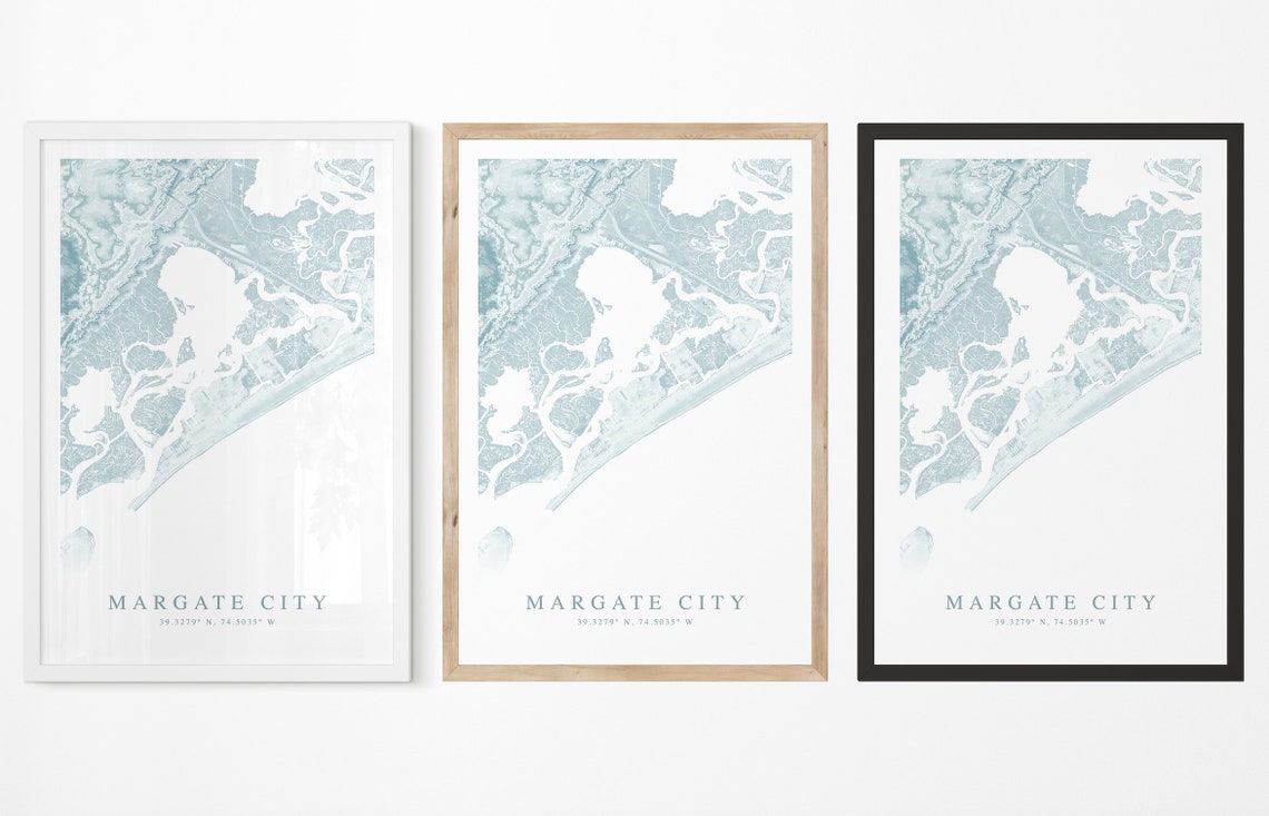 Margate City Jersey Map Print, Map of Margate City, Margate City Gift ...