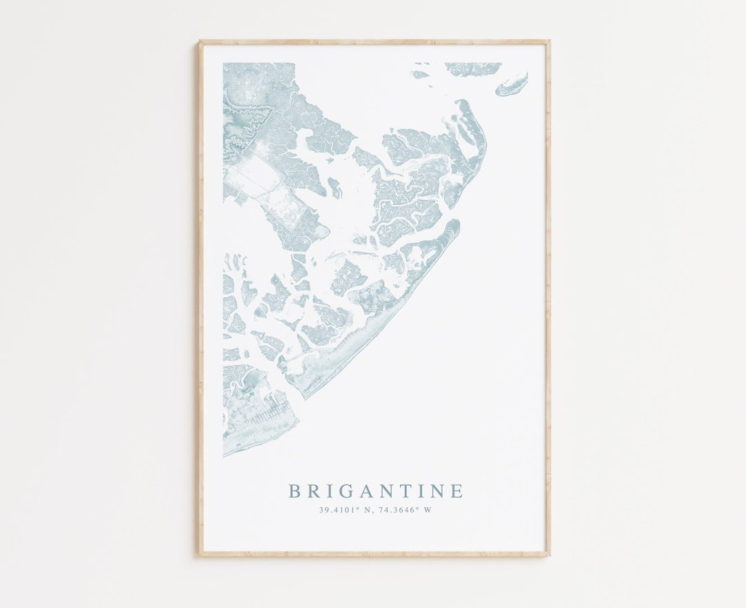 Brigantine New Jersey Map Print, Brigantine City Poster, Brigantine ...