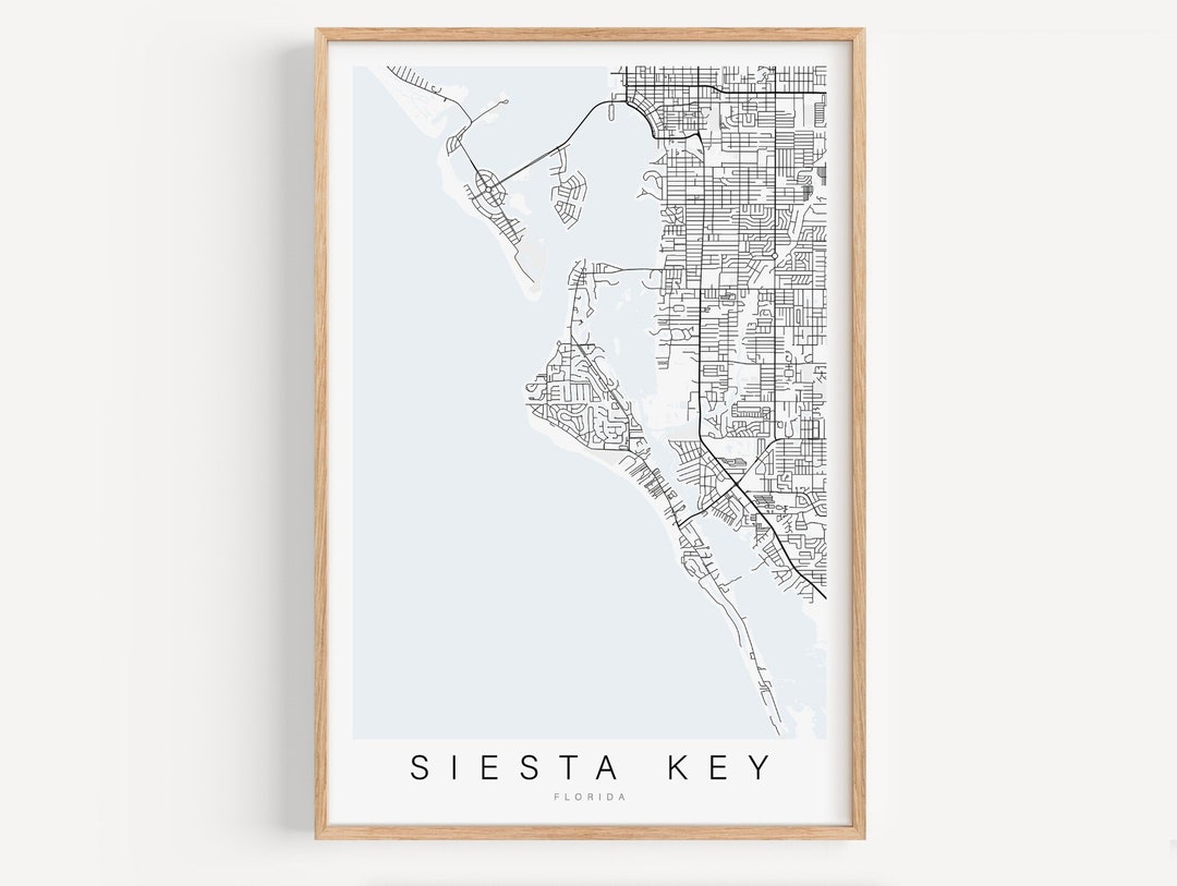 Siesta Key Map Print, Florida Map Print, Siesta Key Florida Poster ...