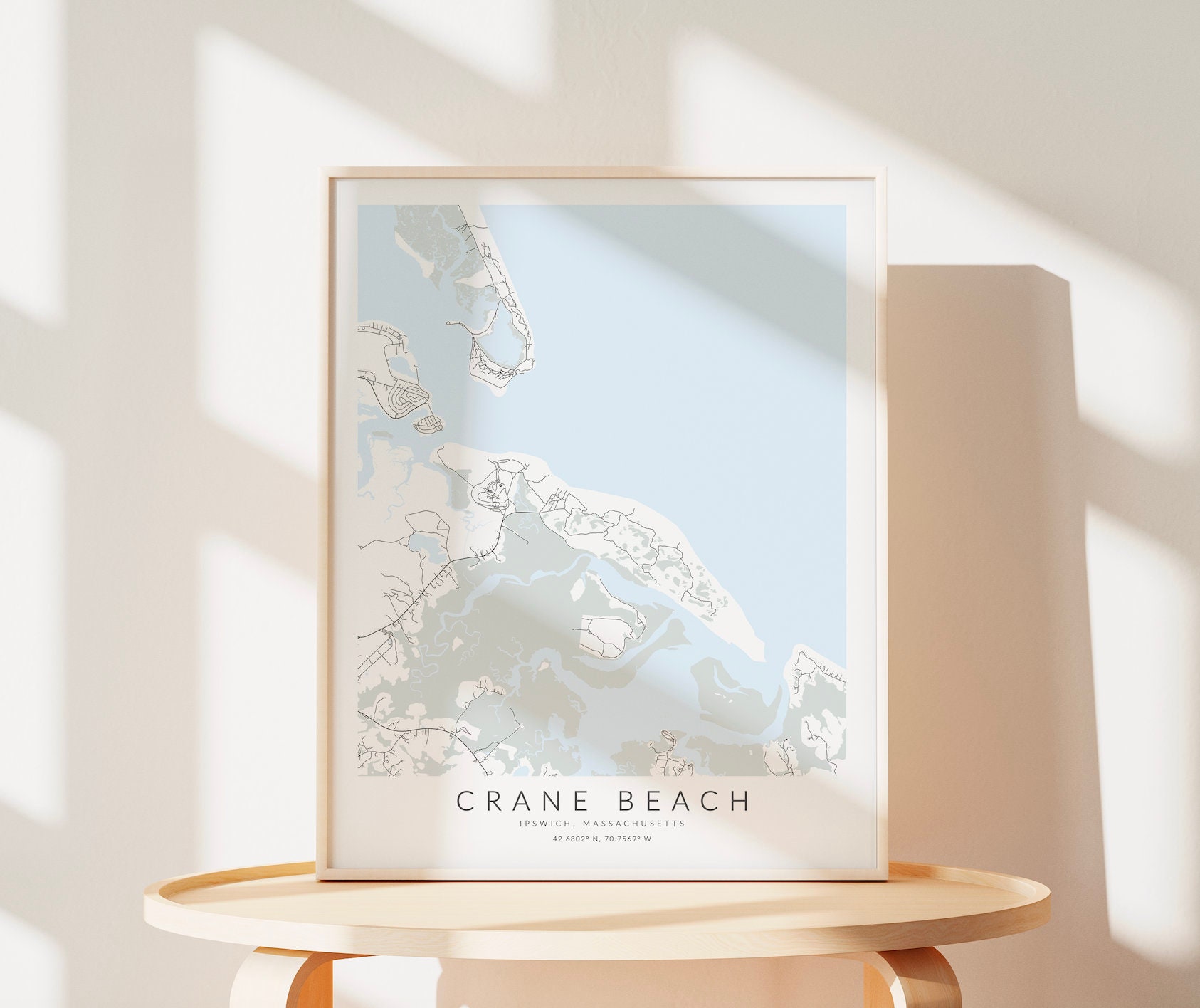 Crane Beach Map Print, Crane Beach Ipswich Poster, Ipswich ...