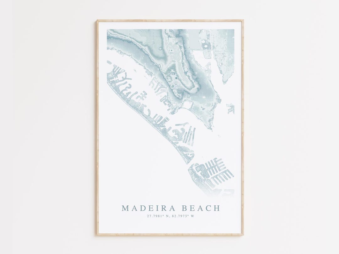 Madeira Beach Florida Map Print, Map of Madeira Beach, Madiera Beach ...